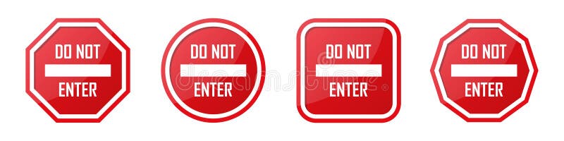 Set of Red Do Not Enter Sign in Different Shapes Stock Vector ...