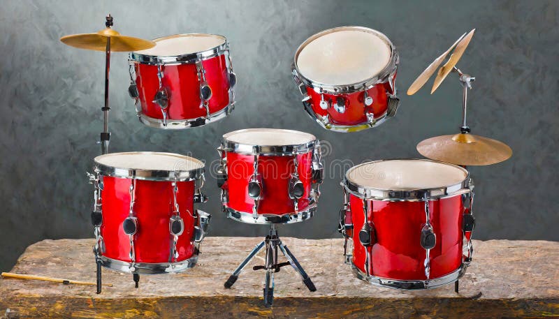 Set of Red Drums Isolated with Clipping Path Stock Illustration ...