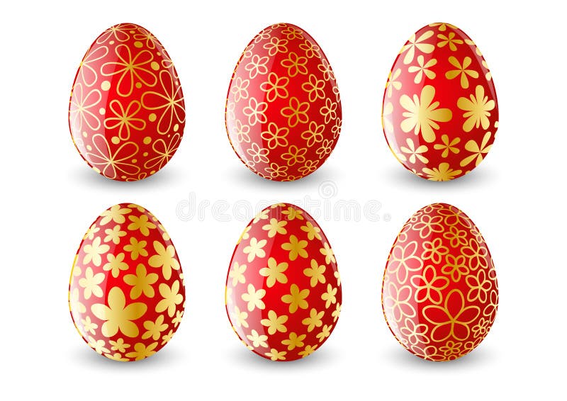 Set of red Easter eggs stock vector. Illustration of decoration - 49855263