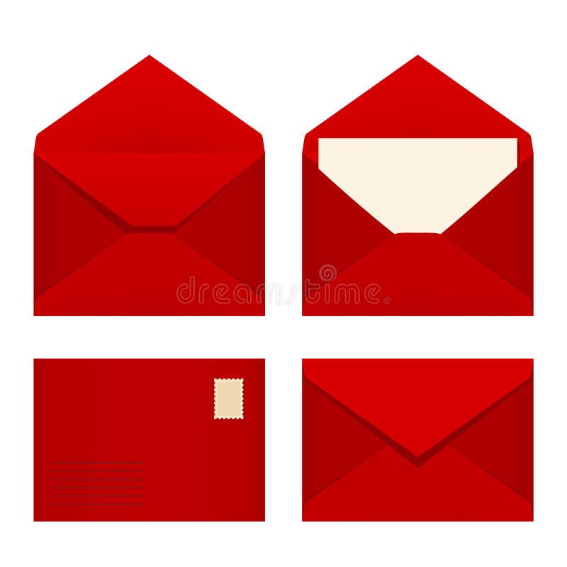 Set of Red Envelopes. Vector Illustration. Stock Vector - Illustration ...
