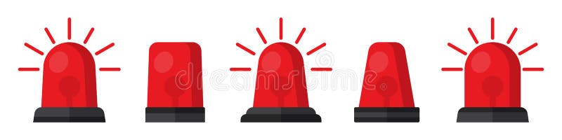 Red Flashing Light Cartoon for Police, Ambulance, or Firefighters Siren ...