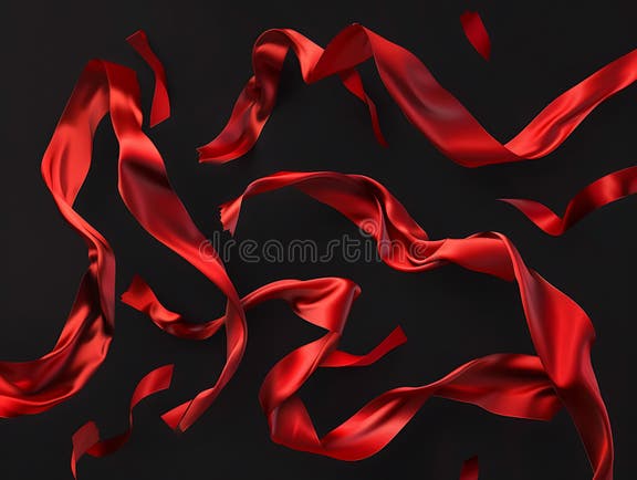 Set of Red Fluttering Ribbons in High Resolution Stock Illustration ...