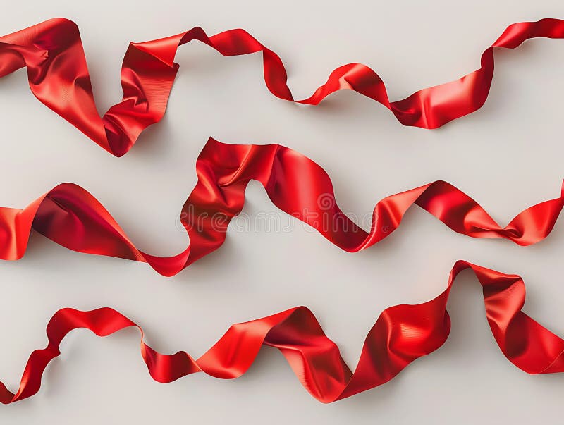 Set of Red Fluttering Ribbons in High Resolution Stock Illustration ...