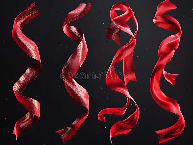Set of Red Fluttering Ribbons in High Resolution Stock Illustration ...