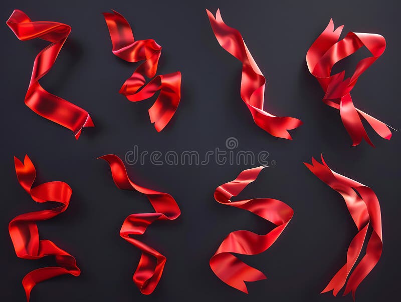 Set of Red Fluttering Ribbons in High Resolution Stock Illustration ...