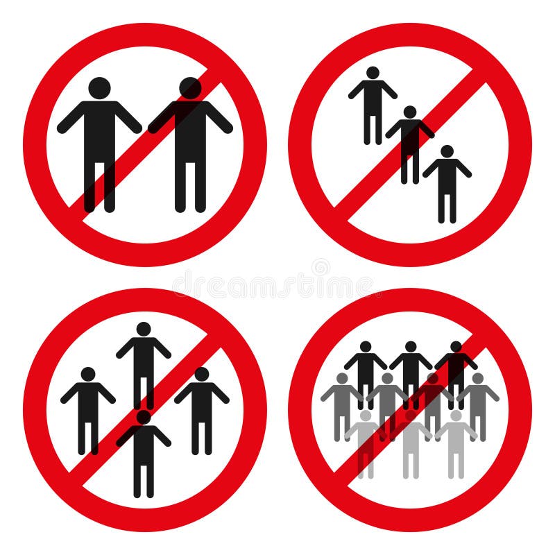 Set of Red Forbidden Sign on People Group Stock Illustration ...