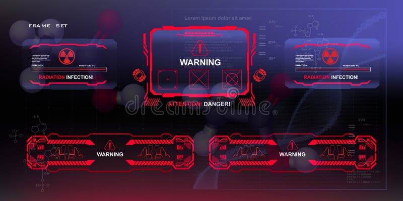Set of Red Frames and Pop-ups Warning of Danger. Risk of Chemical ... Set of Red Frames and Pop-ups Warning of Danger. Risk of Chemical ...