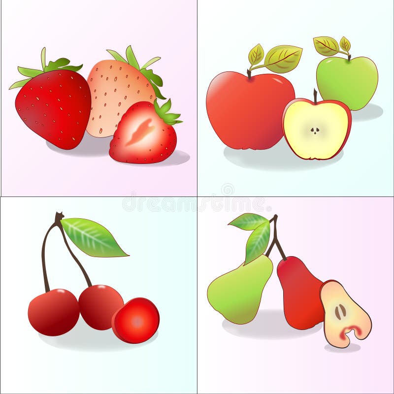 Set of Red Fruits Editable Icons Stock Vector - Illustration of vitamin ...
