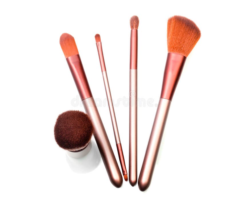 Makeup Brushes with Eyeshadow and Gloss Stock Photo - Image of compact ...
