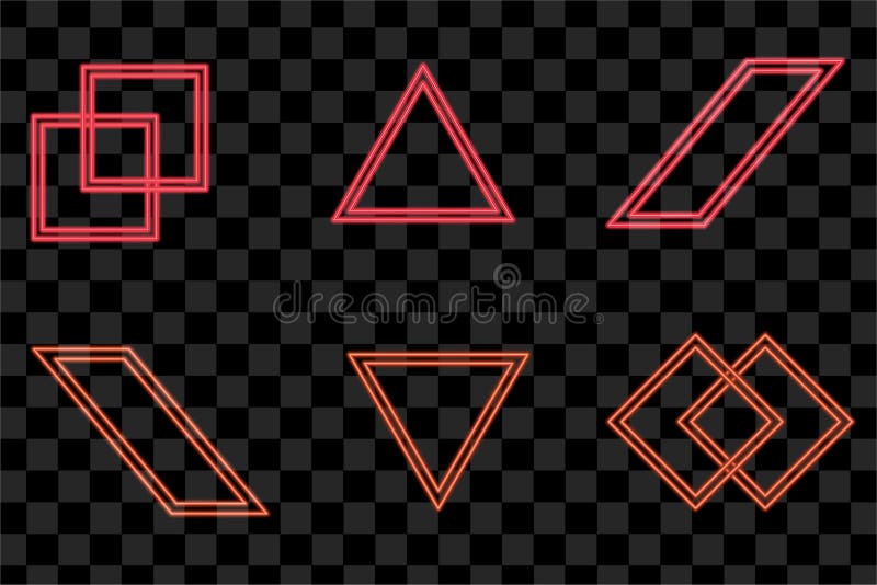 Set of Red Glow Shape with Neon Effect Stock Illustration ...