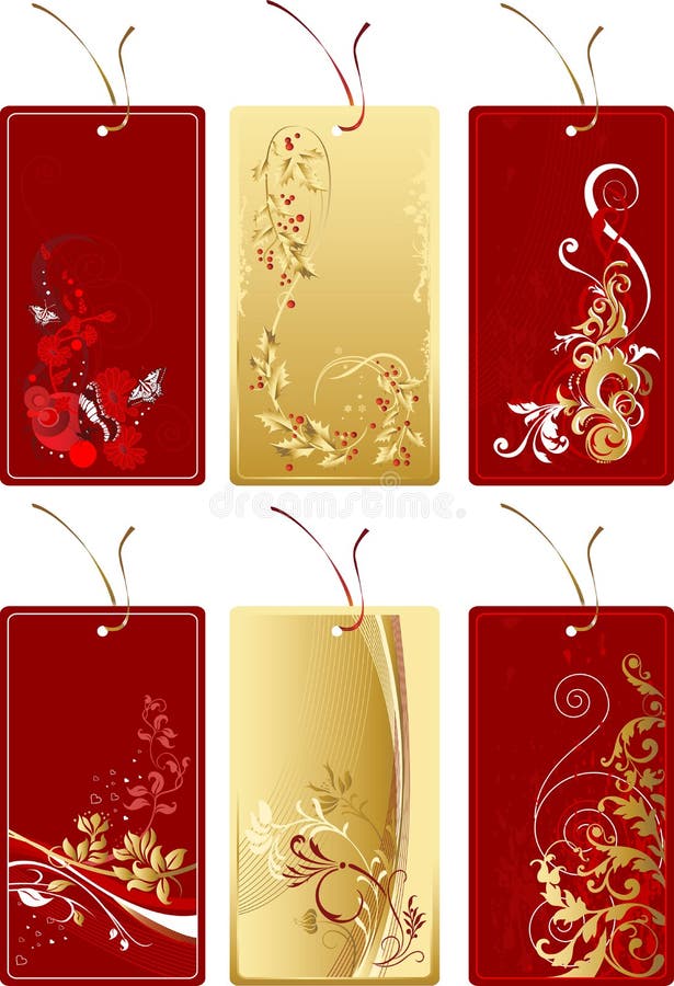 Set of red and gold labels stock vector. Illustration of label - 5400916