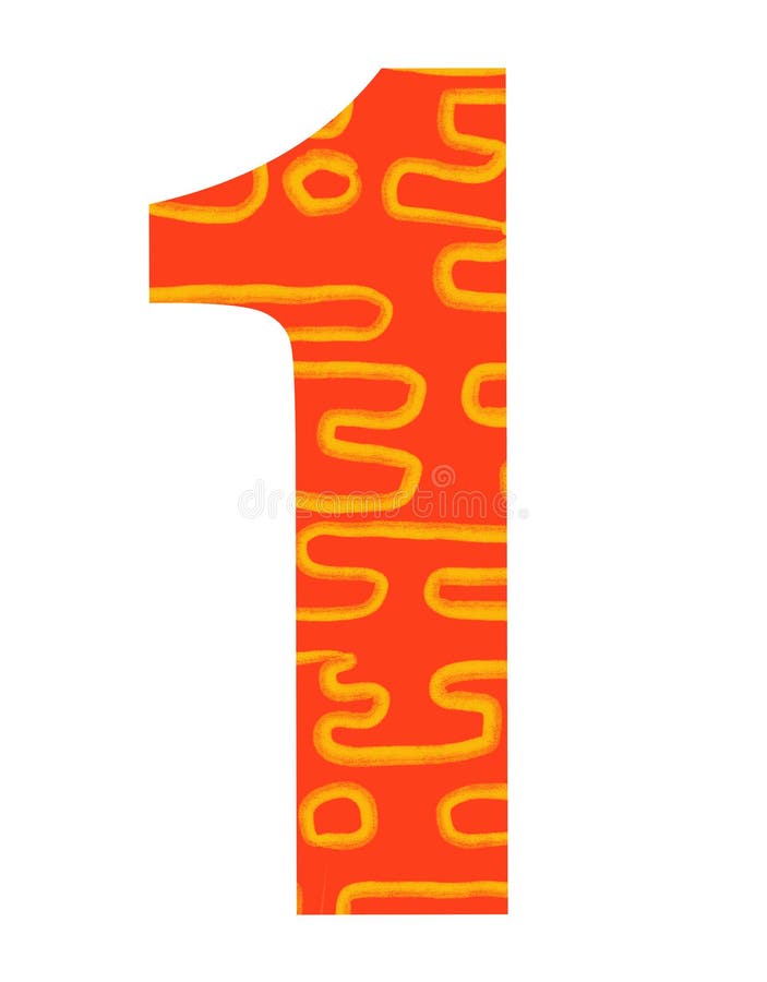 Set of Red and Gold Pattern Welath Luck Number One Digit Typography ...