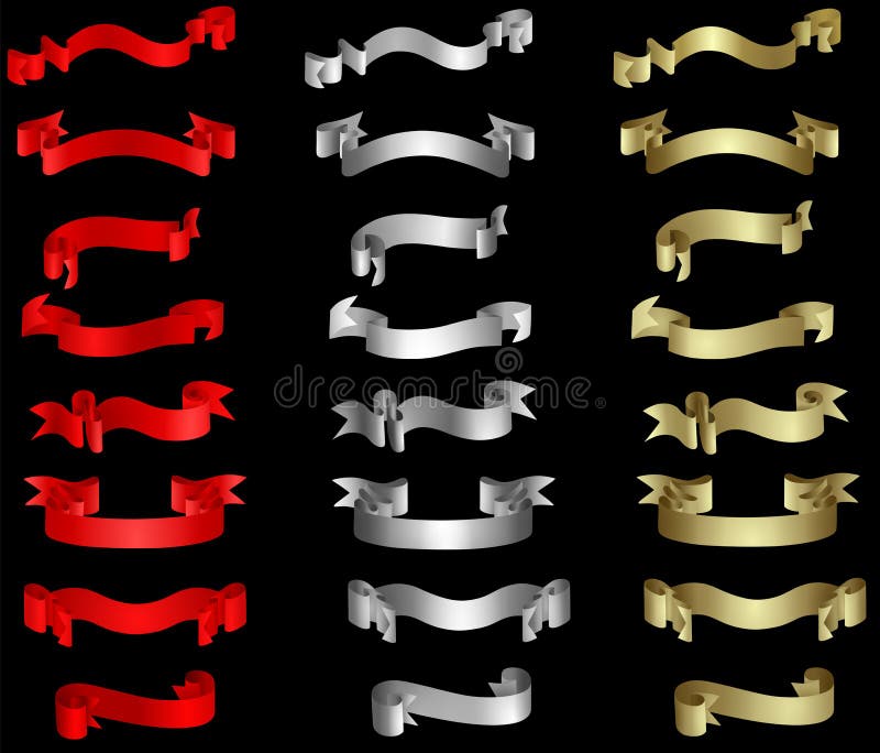 Set Red Gold and Silver Banner, Ribbon, Tag, Label Vector Stock Vector ...