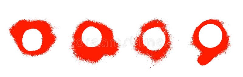 Set of 4 Red Graffiti Circles on White Background Stock Illustration ...