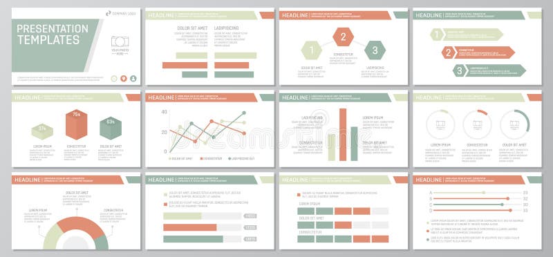 Set of Red and Green Elements for Multipurpose Presentation Template ...