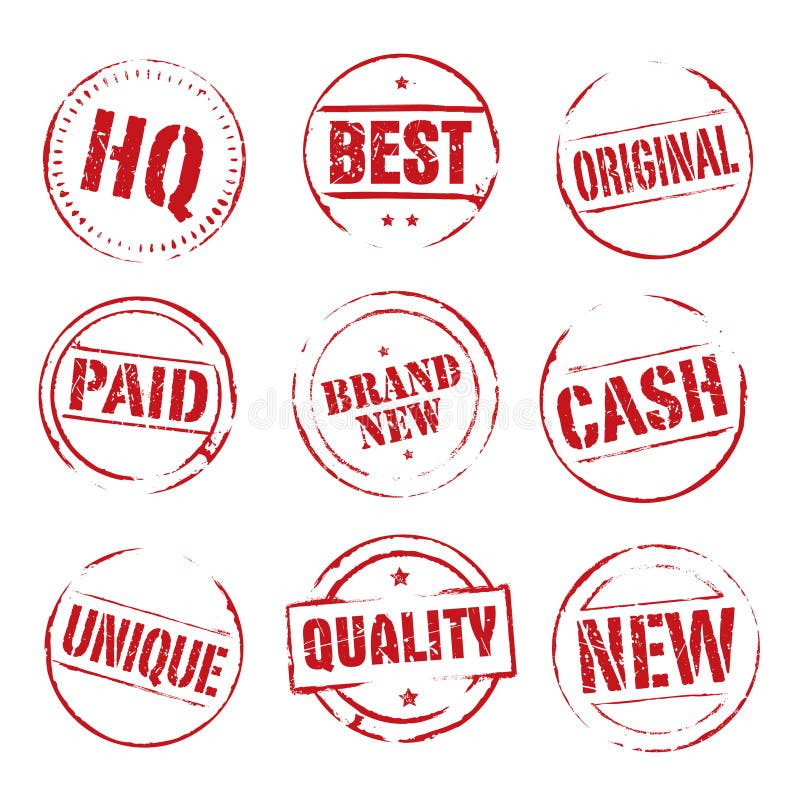 Set of red grunge stamps stock illustration. Illustration of office ...