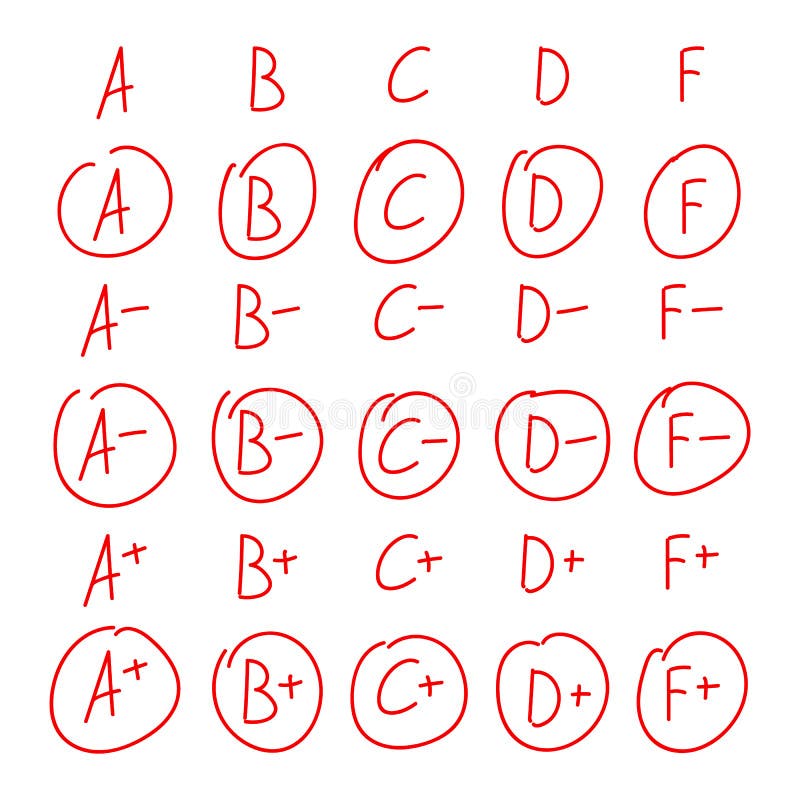Set of Red Hand Drawn Grade Marks for Design. Stock Vector ...