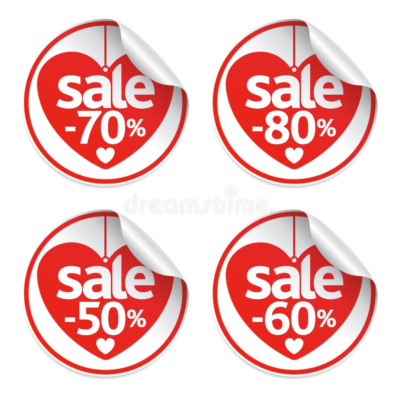 Set red hearts stickers stock vector. Illustration of element - 49207360