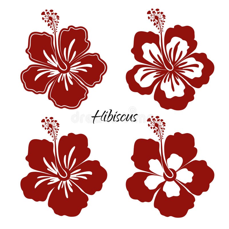 Set of Red Hibiscus Flowers. Design Elements Stock Vector ...