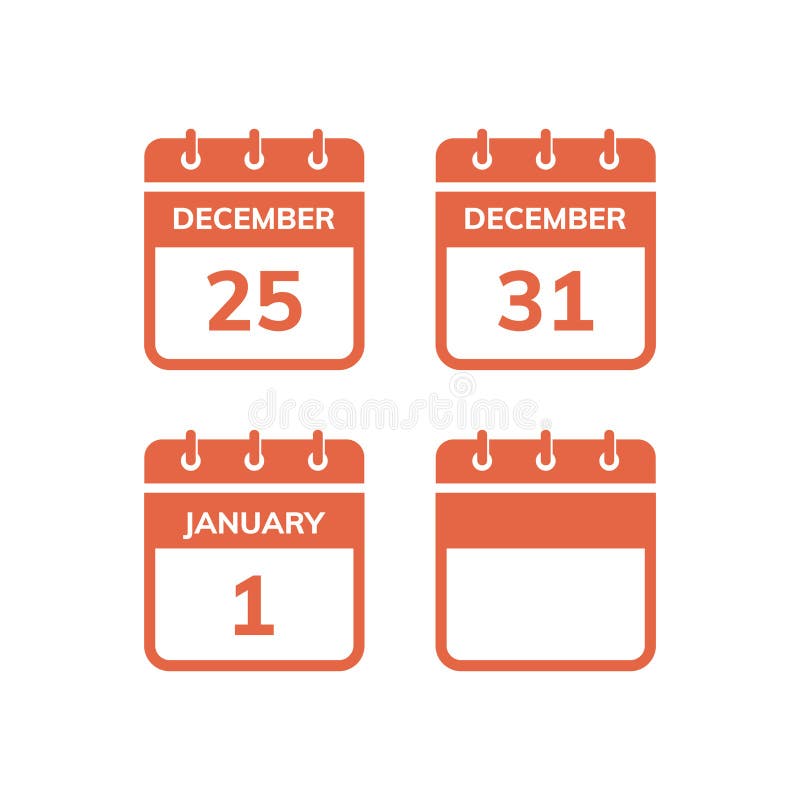 Set of Red Holiday Calendar Icon Isolated Vector Illustration Stock ...