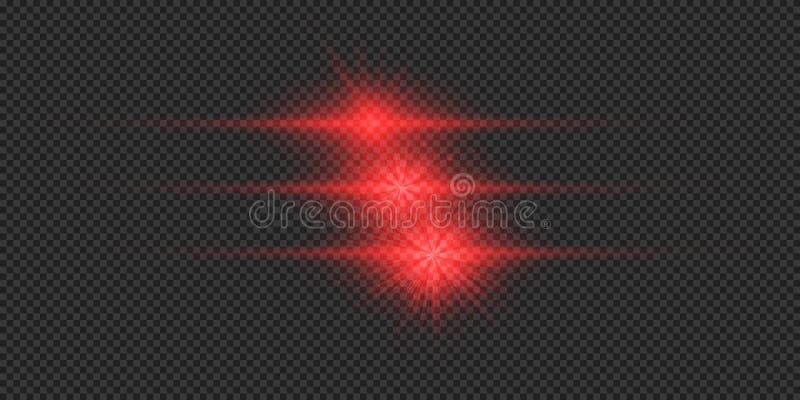 Set of Red Horizontal Light Effects of Lens Flares Stock Illustration ...