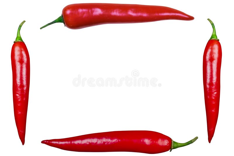 Set of Red Hot Chilli Pepper Frame Isolated on White Background. Stock ...