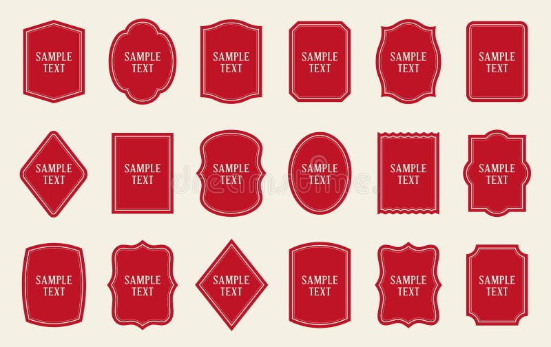 Set of Red Label Templates. Different Shapes Stock Vector ...