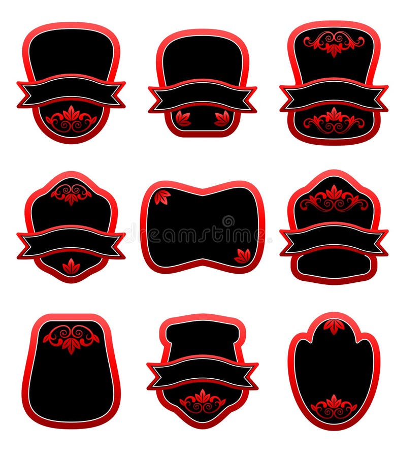 Set of red labels stock vector. Illustration of banner - 14900355