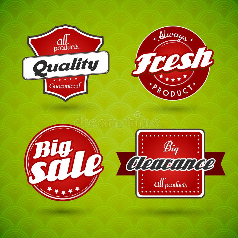 Set of red labels stock vector. Illustration of fresh - 26983184