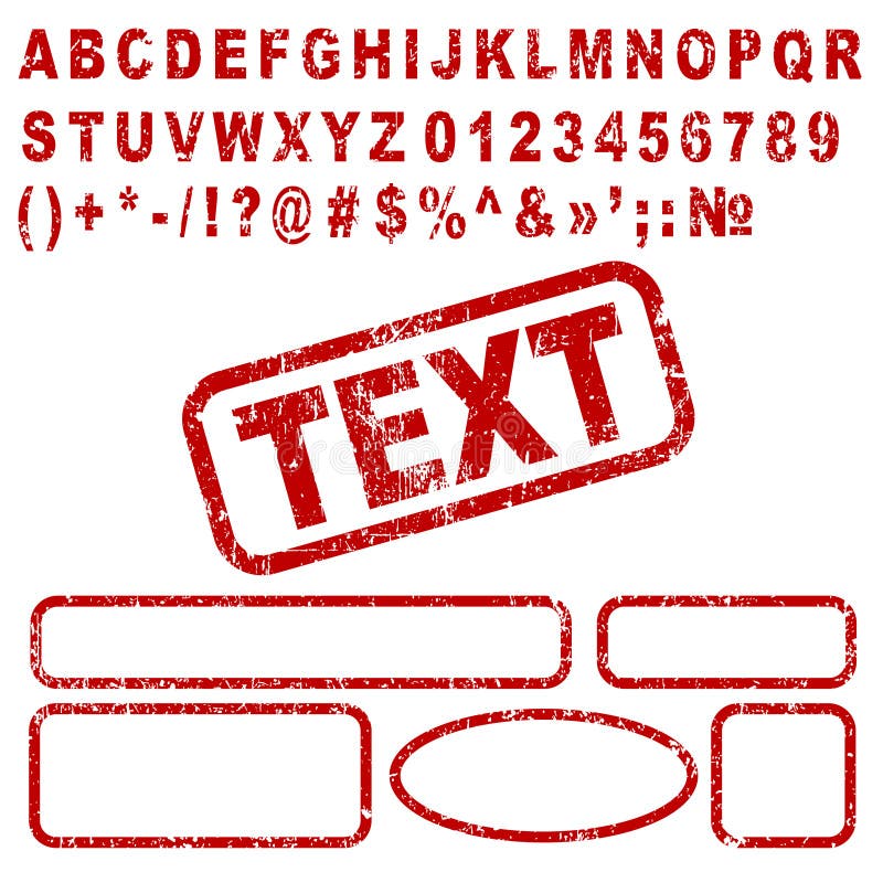 Set Red Letters, Numbers and Frames Stamp â€“ Vector Stock Illustration ...