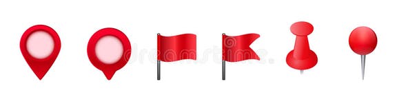 Set of Red Map Pins and Flags for Location and Navigation Stock Vector ...