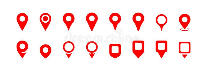 Set of Red Map Point and Pin Location Icons. GPS Icon, Vector Isolated ...