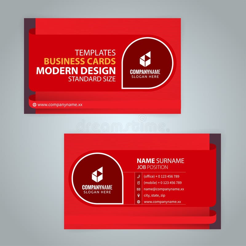 Set of Red Modern Corporate Business Card Design Stock Vector ...