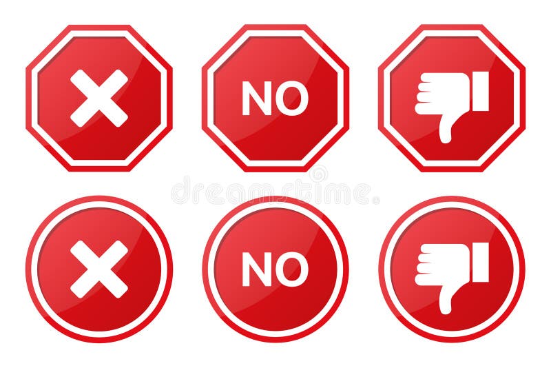 Set of Red No Signs with Cross and Dislike Stock Vector - Illustration ...