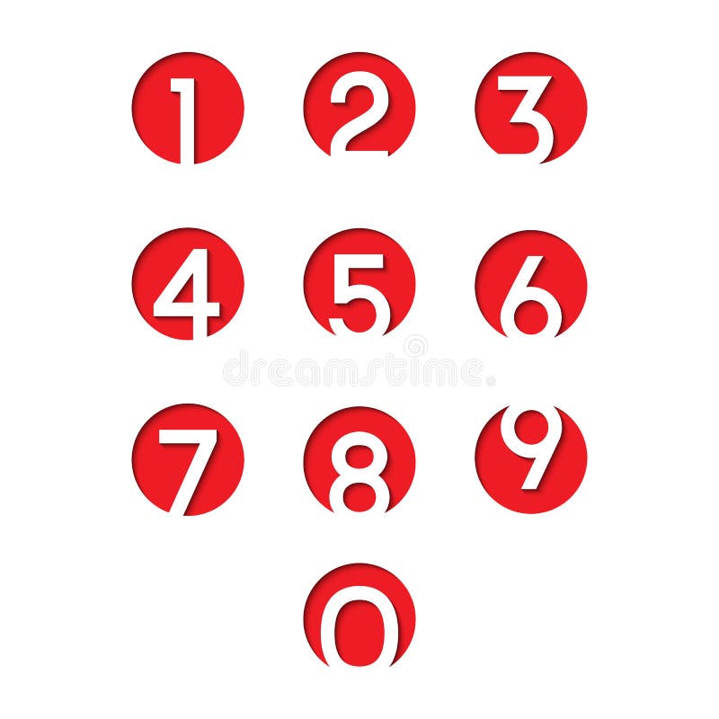Set Red Number Icon Cut in with Shadow Stock Vector - Illustration of ...