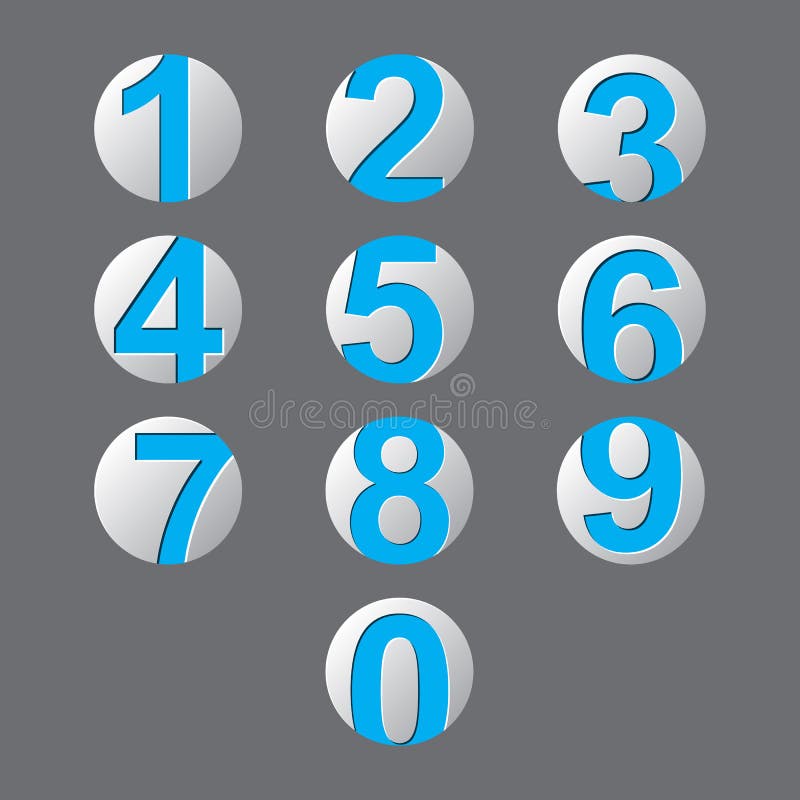 Set Blue Number Icon with Shadow Stock Vector - Illustration of ...