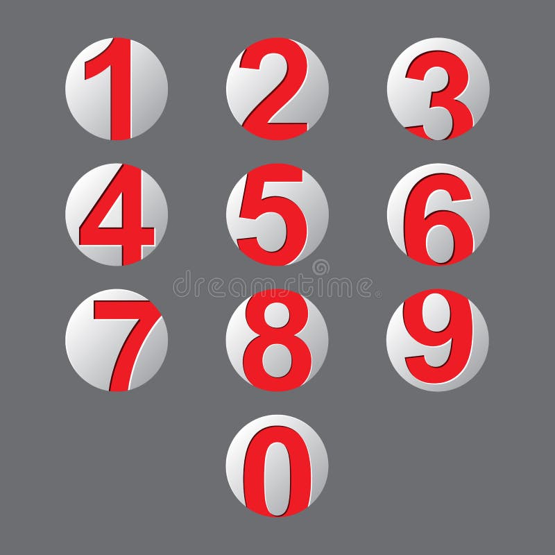 Set Red Number Icon with Shadow Stock Vector - Illustration of digits ...