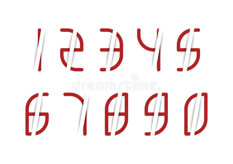 Set Of Numbers With Red And White Typography Design Elements Stock ...