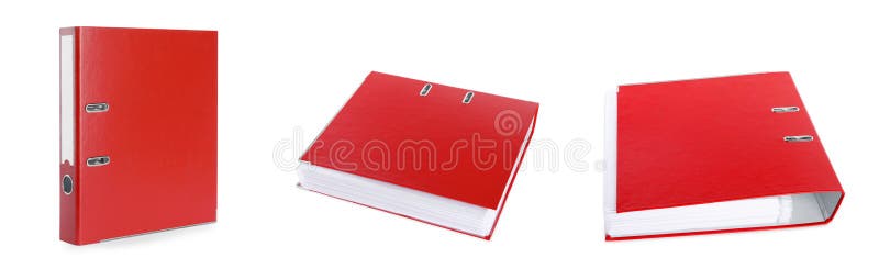 Set with Red Office Folders on White Background. Banner Design Stock ...