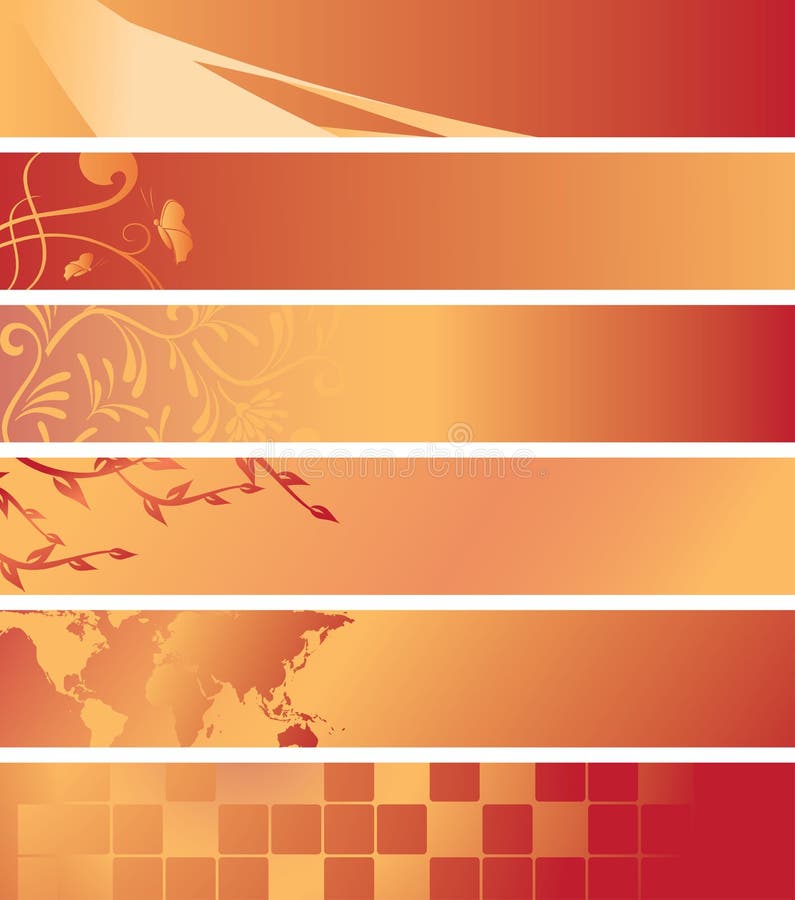 Set - Red and Orange Banners - Vector Stock Vector - Illustration of ...