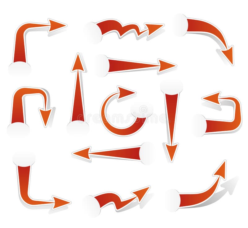 Set of red paper arrows stock vector. Illustration of angle - 23074497