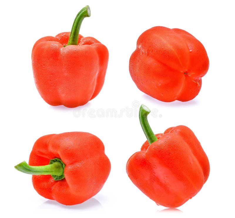 Set of Red Pepper on White Background Stock Image - Image of nature ...