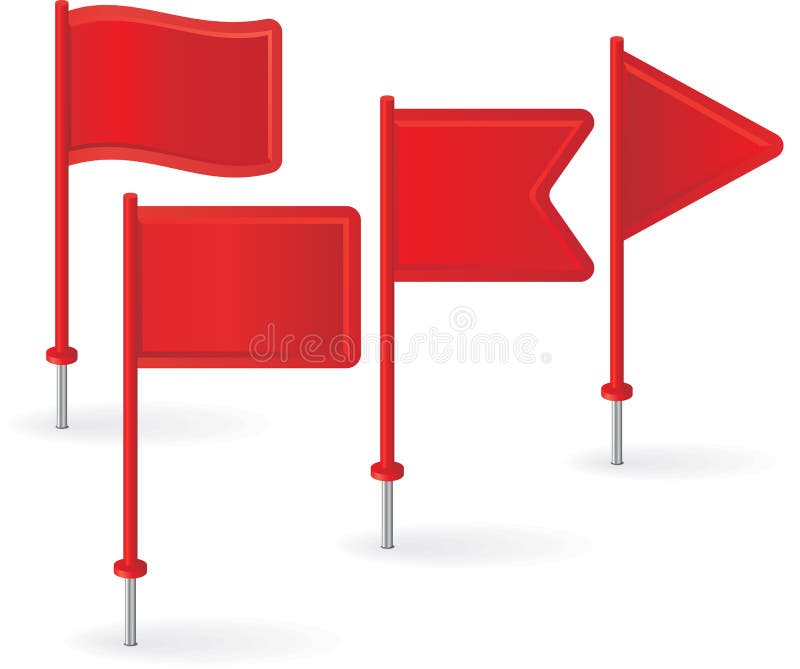 Set of Red Pin Flags. Vector Stock Vector - Illustration of fixation ...