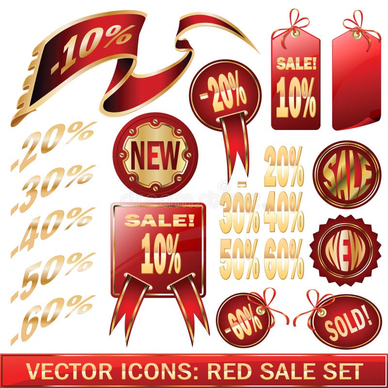 Set of red price tags stock vector. Illustration of gift - 12682425