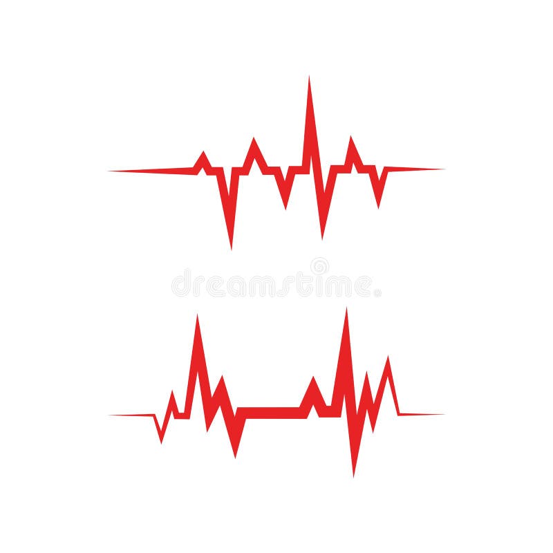 Set of Red Pulse Line Logo Vector Icon. Stock Vector - Illustration of ...