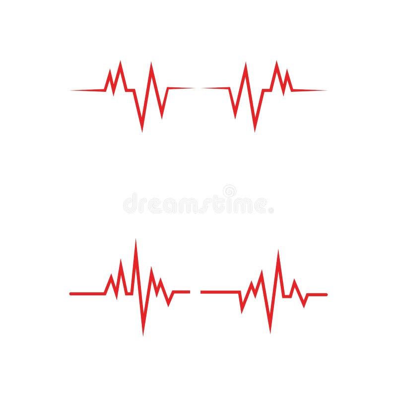 Set of Red Pulse Line Logo Vector Icon. Stock Vector - Illustration of ...