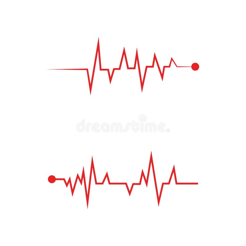 Set of Red Pulse Line Logo Vector Icon. Stock Vector - Illustration of ...