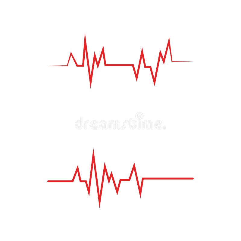 Set of Red Pulse Line Logo Vector Icon. Stock Vector - Illustration of ...