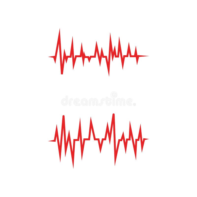 Set of Red Pulse Line Logo Vector Icon. Stock Vector - Illustration of ...