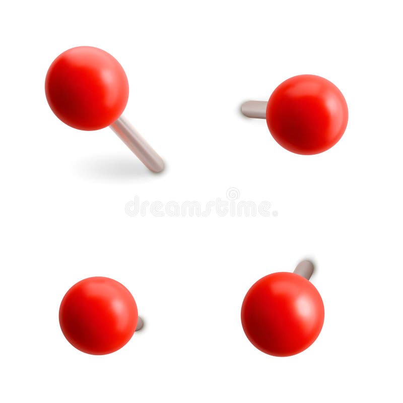 Set of Red Push Pins Mockup for Office and Design Vector Stock Vector ...